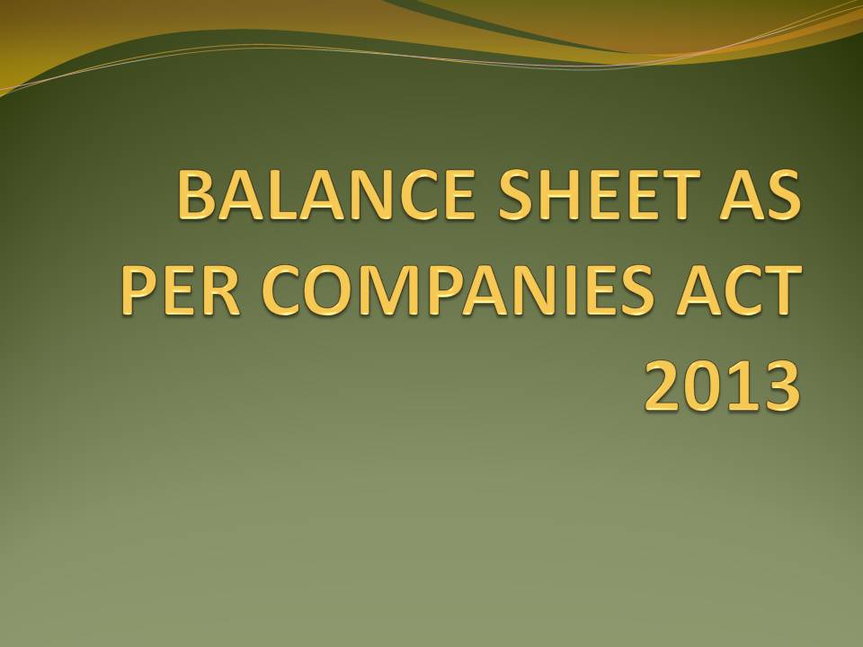 BALANCE SHEET AS PER COMPANIES ACT 2013 COMMERCEIETS