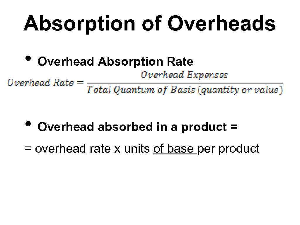 Overhead Absorption Rate Formula