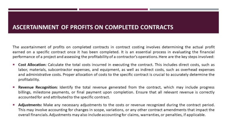 Calculation of profits in contract costing 5 cases explained