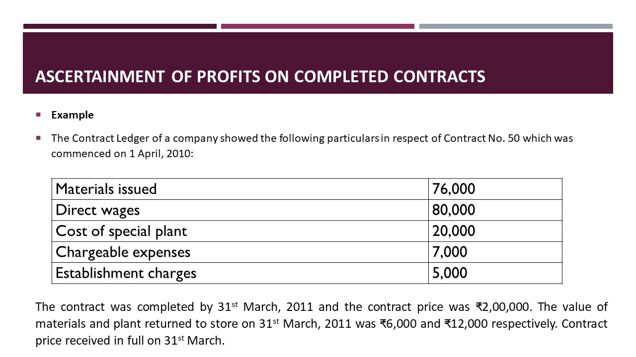 Calculation of profits in contract costing 5 cases explained