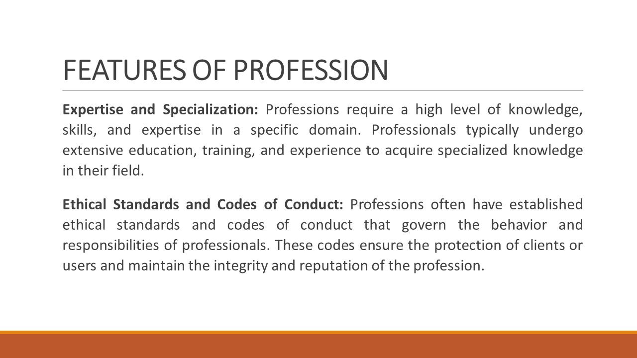 FEATURES AND TYPES OF PROFESSION 100%